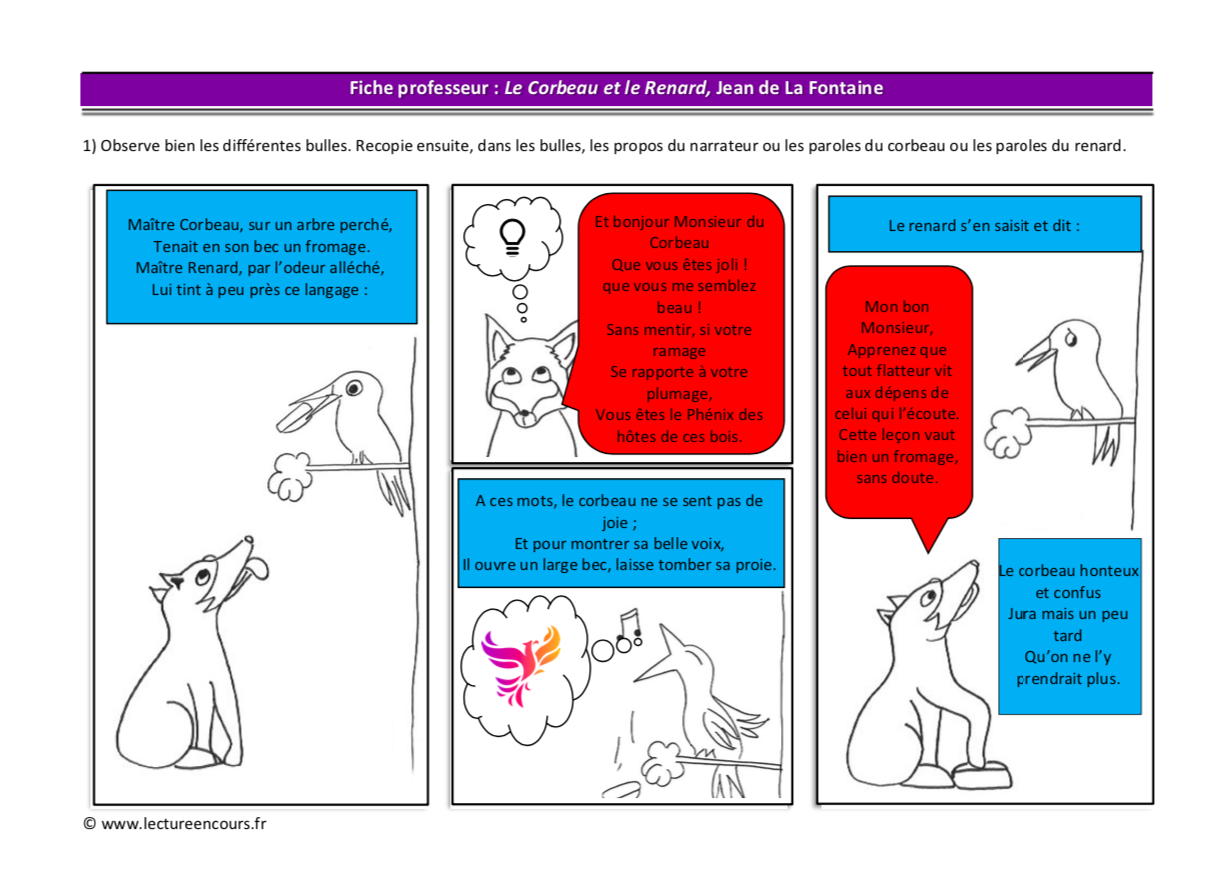 Le Corbeau et le Renard, la fable de Jean de La Fontaine